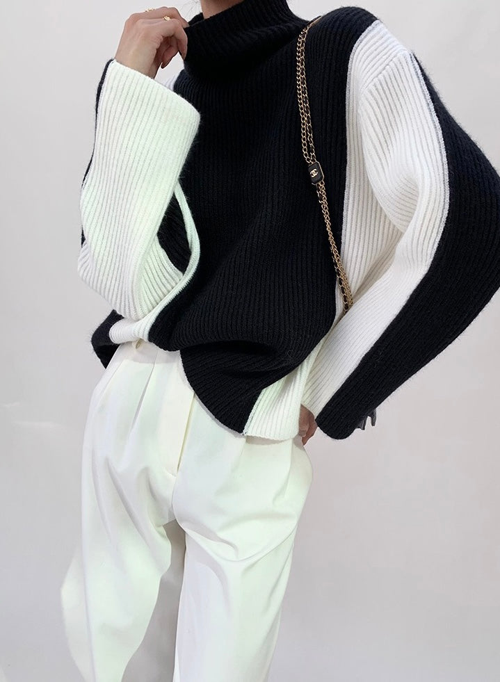 [Ready Stock] Ribbed Turtleneck Duo Relaxed Sweater – LEXI + LOU