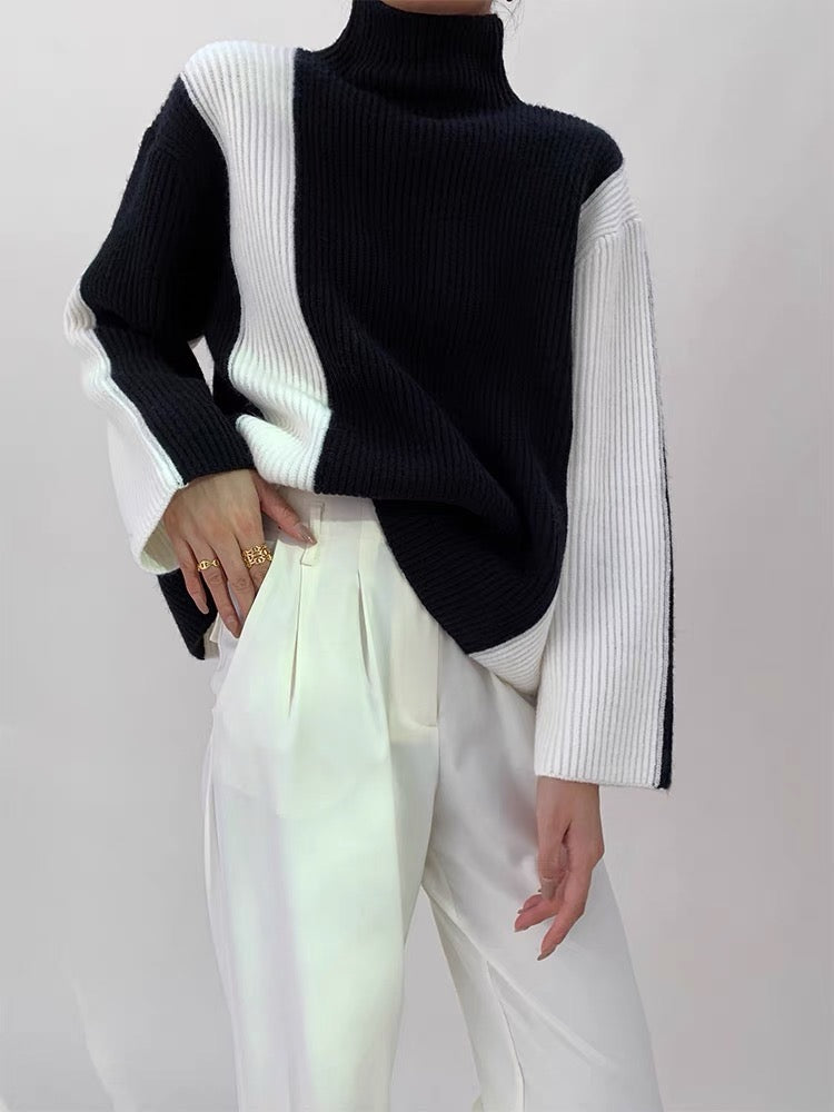 Ribbed Turtleneck Duo Relaxed Sweater – LEXI + LOU
