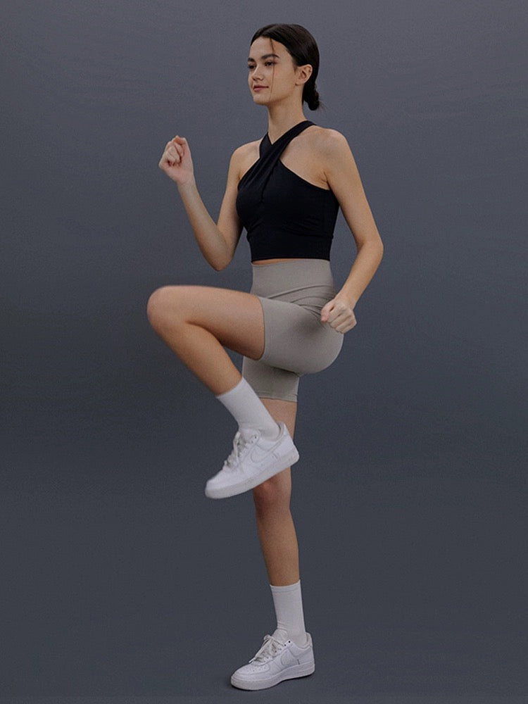 Padded Cross Over Halter Top in Black – LEXI + LOU